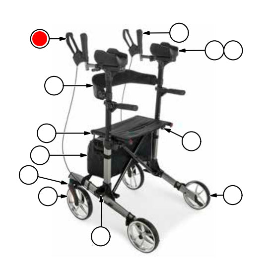 Lumex | Replacement Left Handbrake for LX9000 Rollator (LX9000-LBK ...